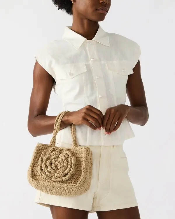 Steve Madden Crochet Flower Mini Top Handle Bag