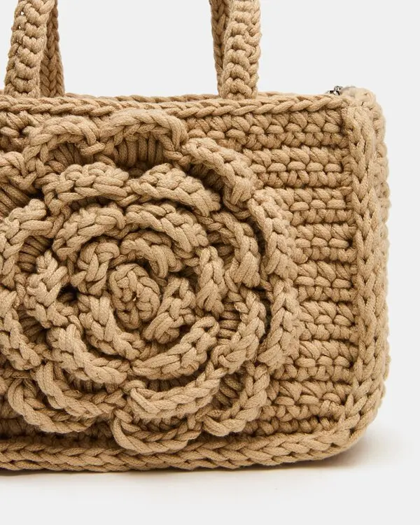 Steve Madden Crochet Flower Mini Top Handle Bag