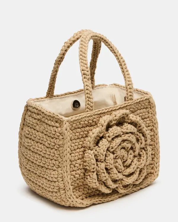 Steve Madden Crochet Flower Mini Top Handle Bag