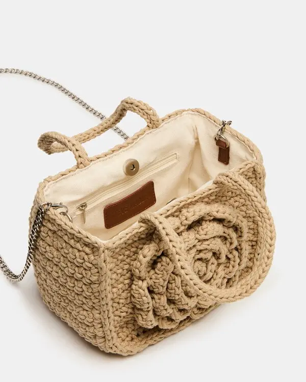 Steve Madden Crochet Flower Mini Top Handle Bag