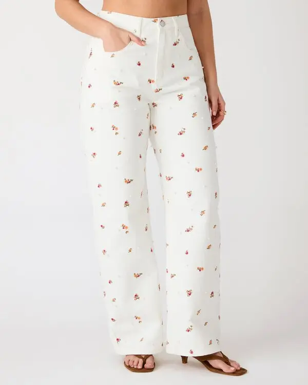 Steve Madden Sydnee Floral Wide Leg Jeans