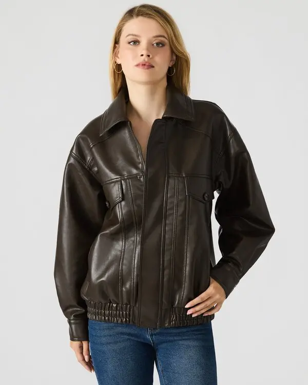 Steve Madden Henson Jacket Long Sleeve Faux Leather Jackets & Coats