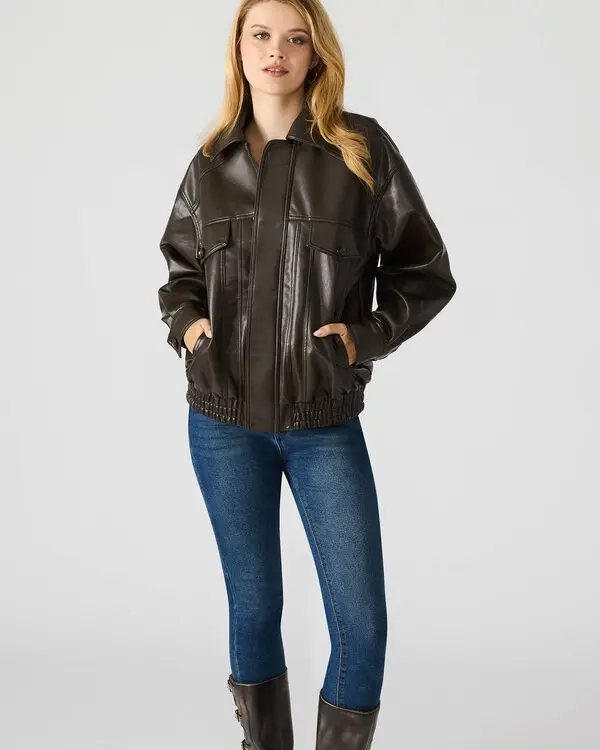 Steve Madden Henson Jacket Long Sleeve Faux Leather Jackets & Coats