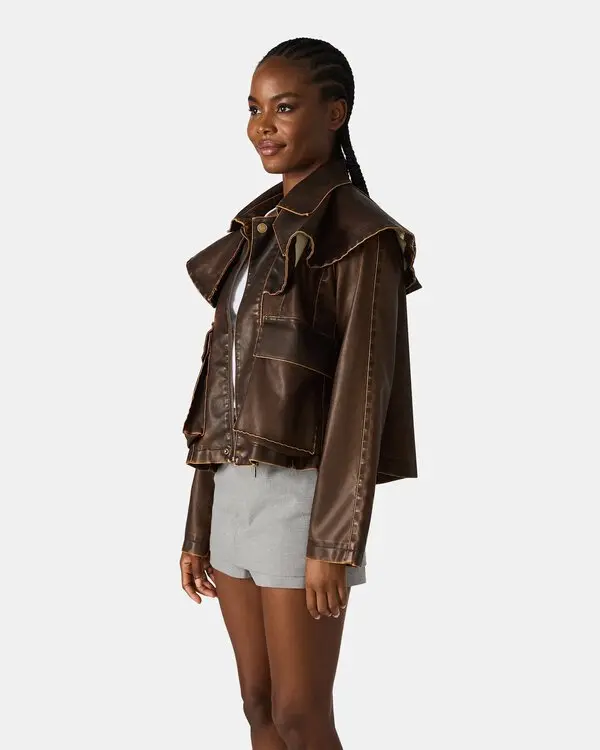 Steve Madden Varvara Jacket Long Sleeve Faux Leather Jackets & Coats