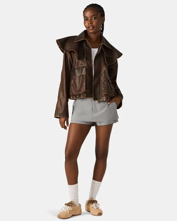 Steve Madden Varvara Jacket Long Sleeve Faux Leather Jackets & Coats