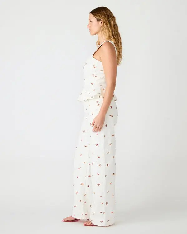 Steve Madden Fiorella Top Embroidered Floral Peplum - Antique
