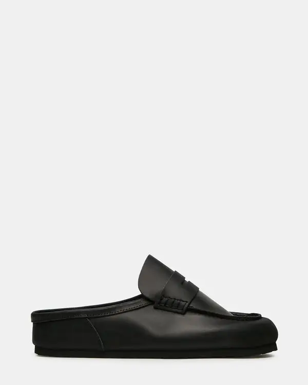 Steve Madden Wyatt Leather Slip-on Clogs - Black