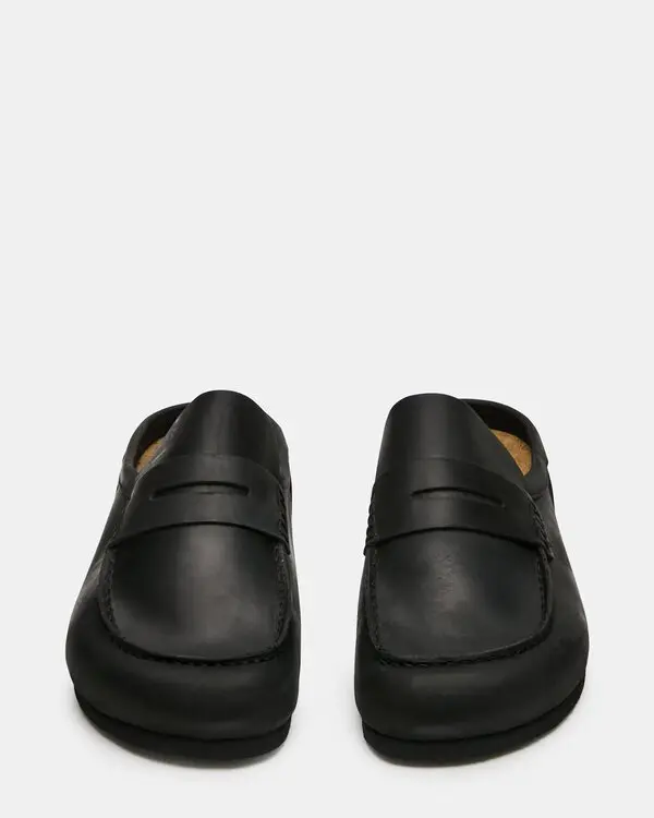 Steve Madden Wyatt Leather Slip-on Clogs - Black