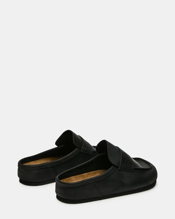 Steve Madden Wyatt Leather Slip-on Clogs - Black