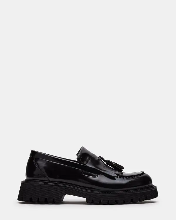 Steve Madden Zev Tassel Lug Loafers - Black Box