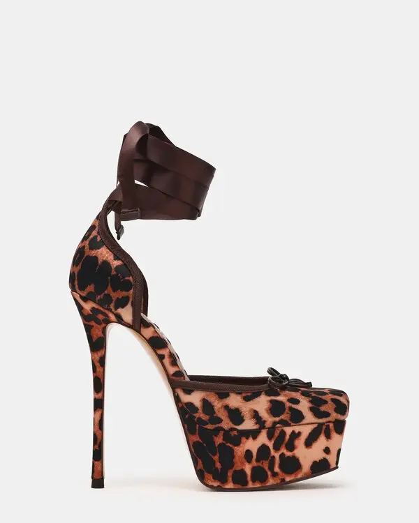 Steve Madden Listen Strappy Heels - Leopard Satin