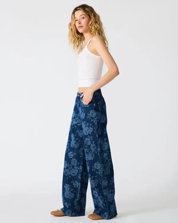 Steve Madden Jaxon Wide-leg Floral Print Jeans