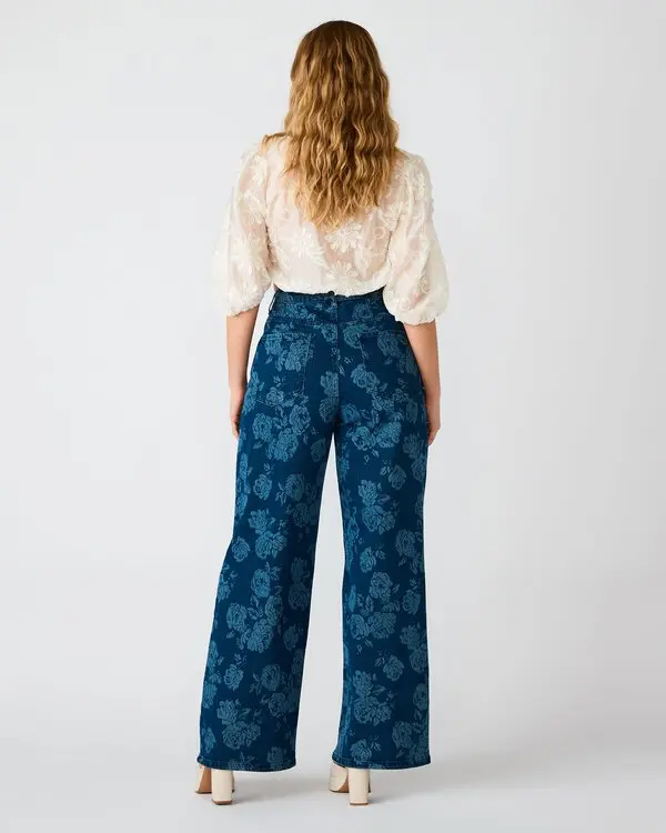 Steve Madden Jaxon Wide-leg Floral Print Jeans