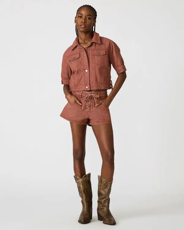 Steve Madden Blu Jacket Short Sleeve Button Up Jackets & Coats