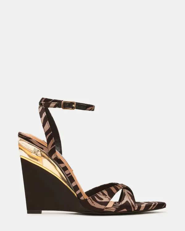 Steve Madden Sorynn Zebra/brown Gold Detail Heels - Zebra Brown