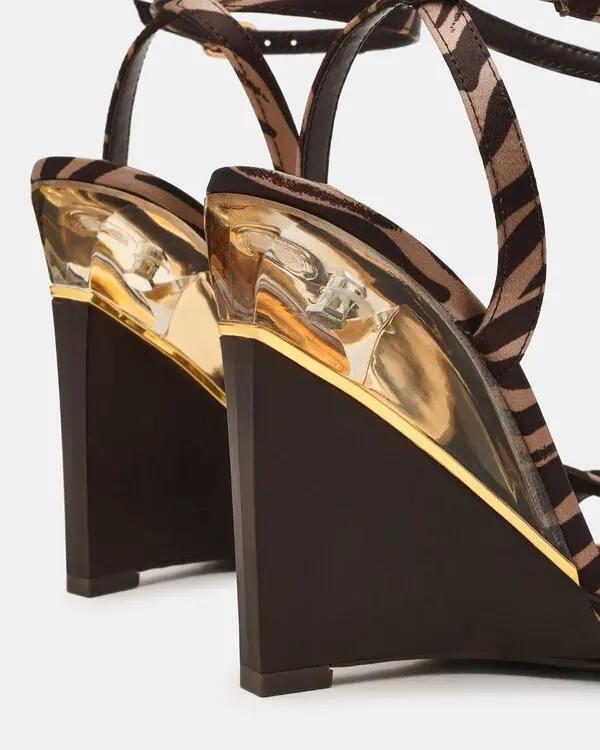 Steve Madden Sorynn Zebra/brown Gold Detail Heels