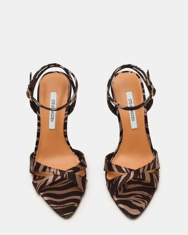 Steve Madden Sorynn Zebra/brown Gold Detail Heels