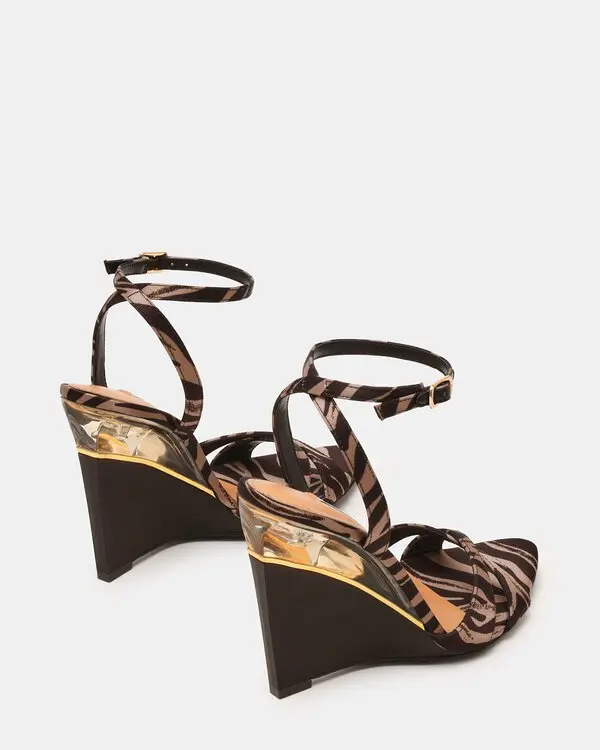 Steve Madden Sorynn Zebra/brown Gold Detail Heels