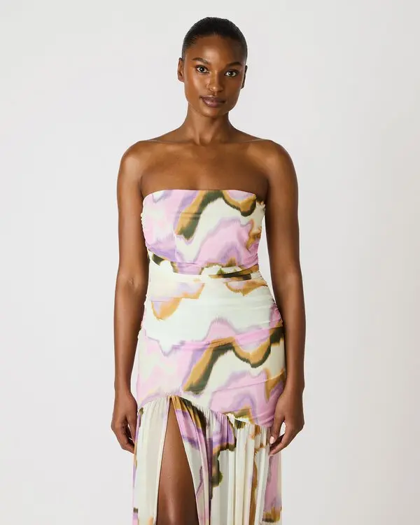 Steve Madden Strapless Flowy Maxi Dress With Slit