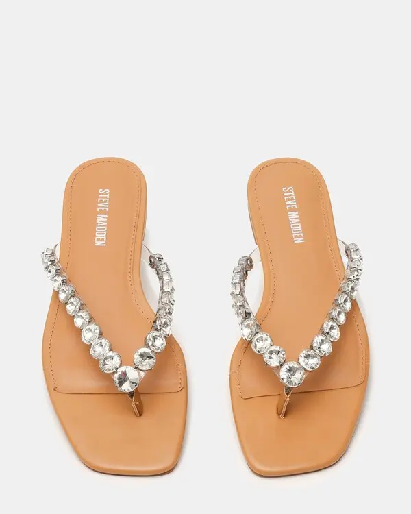 Steve Madden Marble Silver Rhinestones Thong Sandals