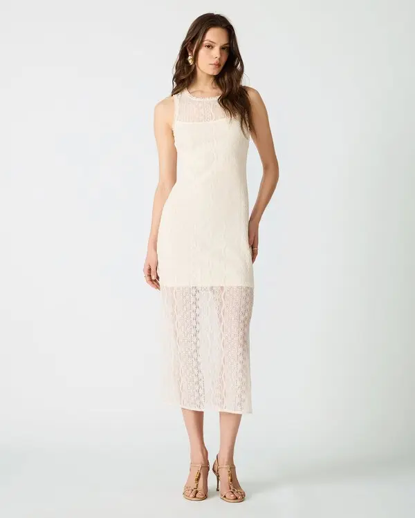 Steve Madden Nyssa Dress Sleeveless Mesh Dresses - Ivory