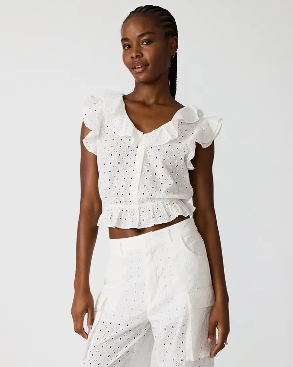 Steve Madden Mayra Top Sleeveless Button Up Tops - White