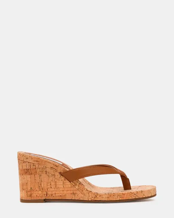 Steve Madden Playing Cork Thong Sandals - Tan