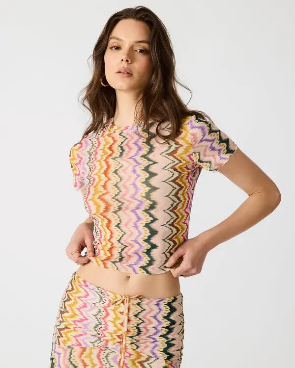 Steve Madden Larke Knit Top Short Sleeve Cropped Tops