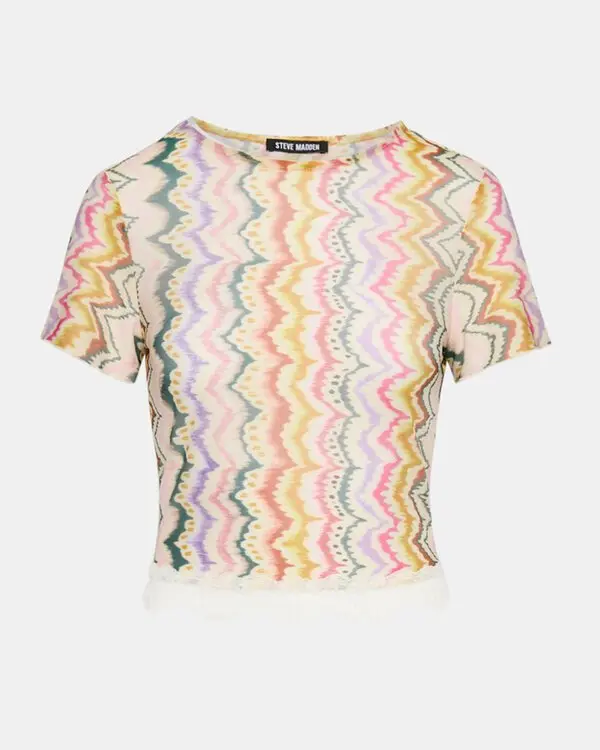 Steve Madden Larke Knit Top Short Sleeve Cropped Tops