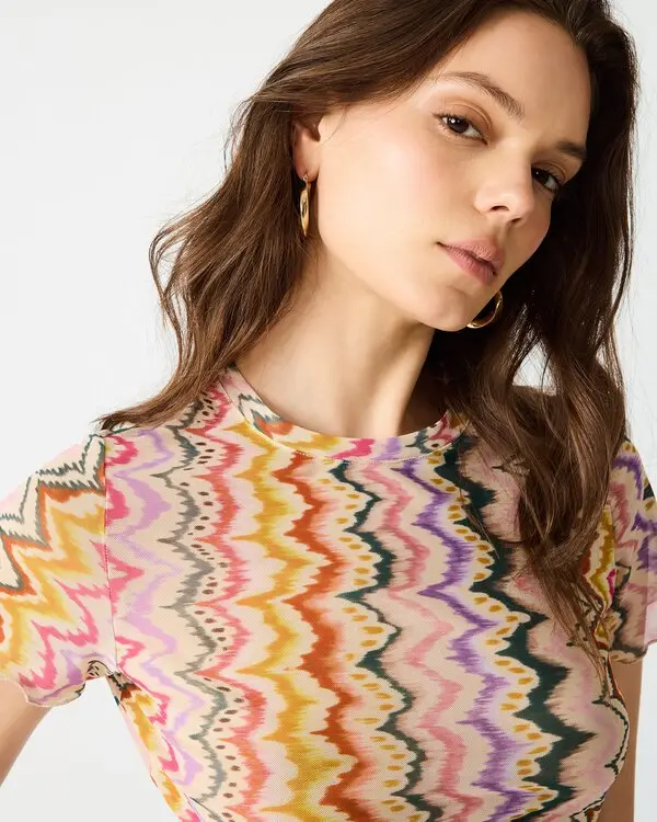 Steve Madden Larke Knit Top Short Sleeve Cropped Tops