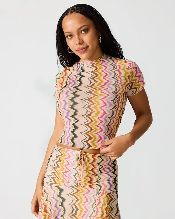 Steve Madden Larke Knit Top Short Sleeve Cropped Tops