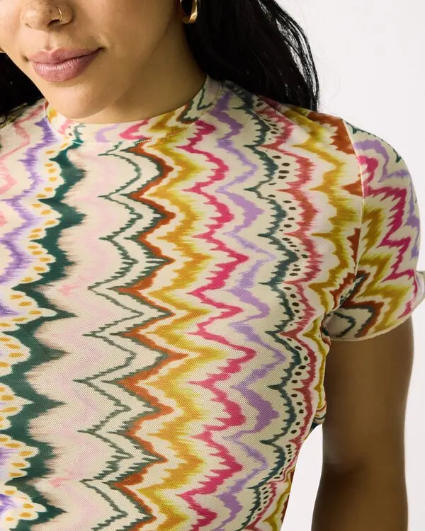 Steve Madden Larke Knit Top Short Sleeve Cropped Tops