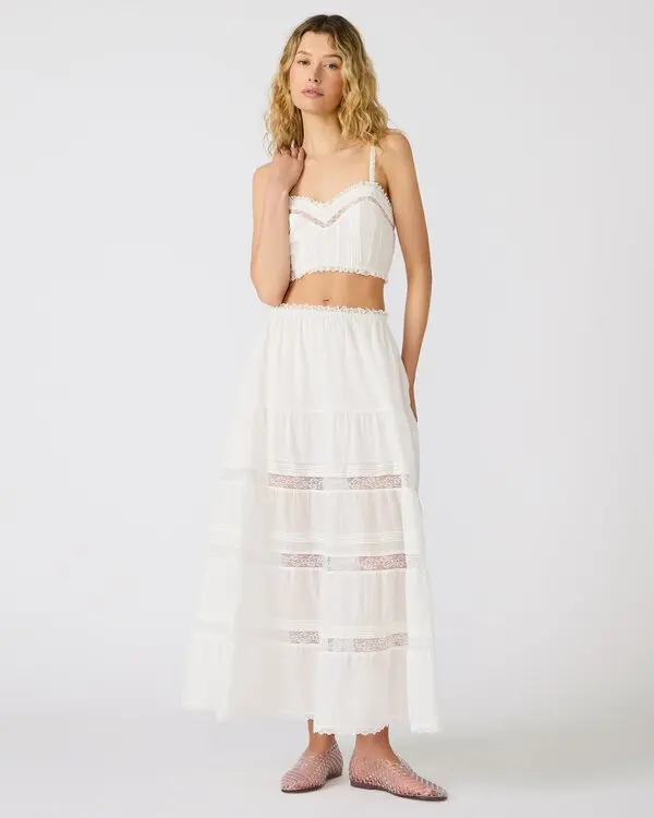 Steve Madden Elisse Lace Trim Maxi Skirt - Antique