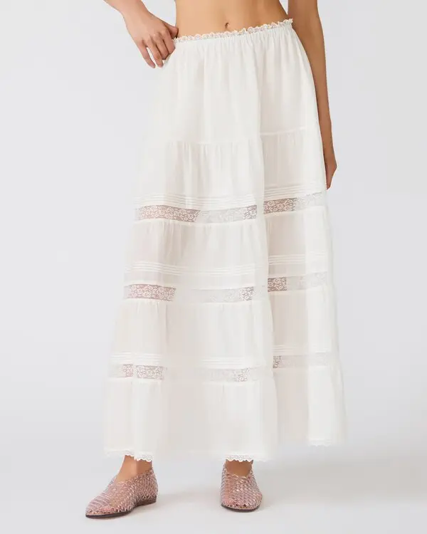 Steve Madden Elisse Lace Trim Maxi Skirt - Antique