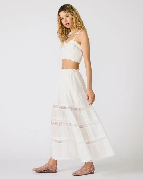 Steve Madden Elisse Lace Trim Maxi Skirt - Antique
