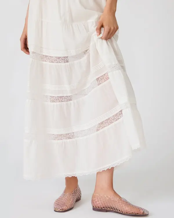 Steve Madden Elisse Lace Trim Maxi Skirt - Antique