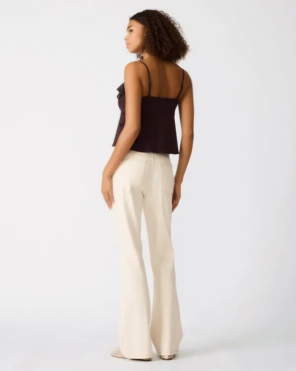 Steve Madden Sleeveless Ruffle Front Tie Top - Chocolate