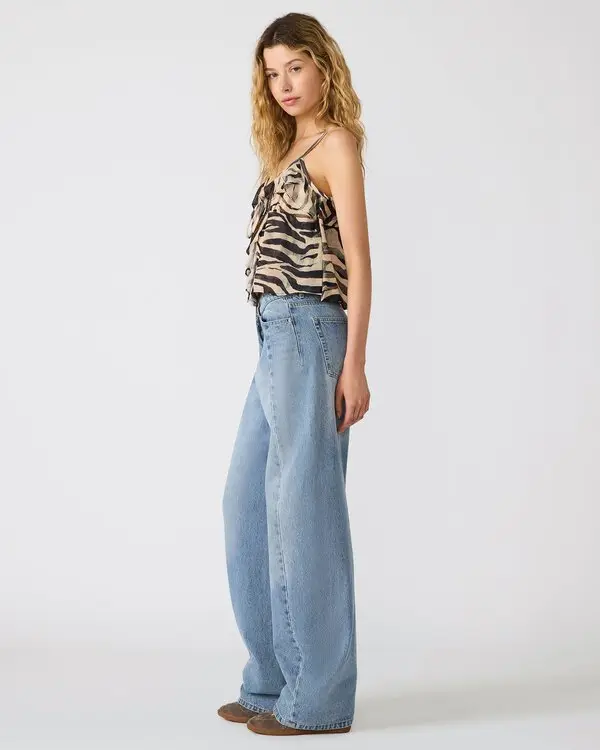 Steve Madden Roue Zebra Print Ruffle Front Tie Camisole