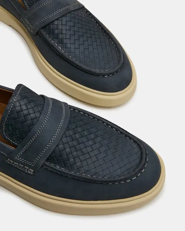 Steve Madden Paul Slip-on Loafers With Woven Detail - Blue