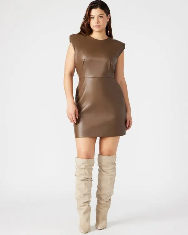 Steve Madden Belen Dress Sleeveless Faux Leather Dresses - Brown