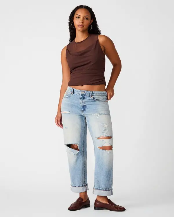 Steve Madden Sleeveless Mesh Cowl Neck Top