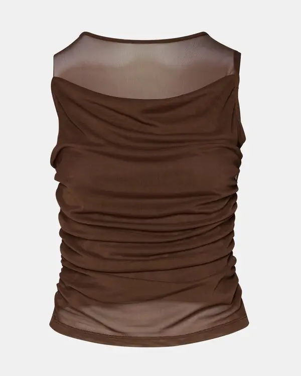 Steve Madden Sleeveless Mesh Cowl Neck Top
