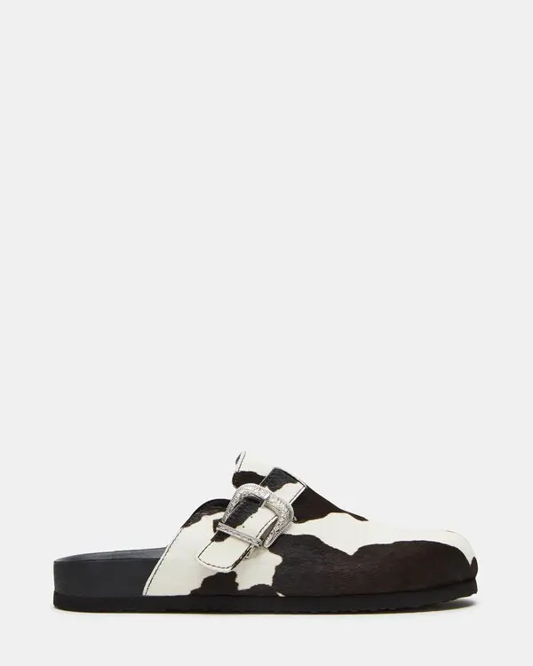 Steve Madden Wooly Slip-on Casual Shoes With Western Buckle Detail - Black Multi
