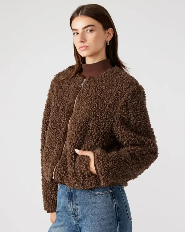 Steve Madden Teddy Jacket Long Sleeve Sherpa Jackets & Coats