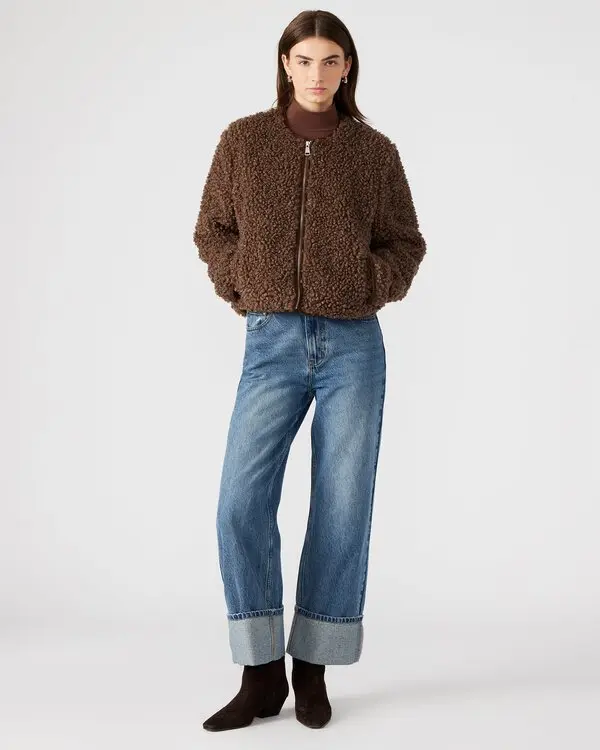 Steve Madden Teddy Jacket Long Sleeve Sherpa Jackets & Coats