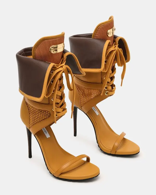 Steve Madden Casella Lug Lace-up Heels - Wheat