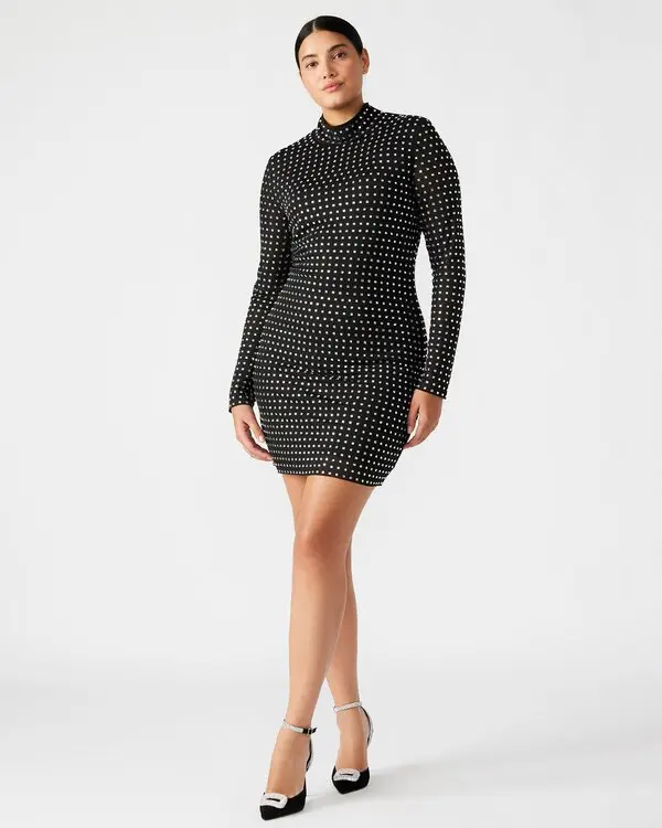 Steve Madden Krista Dress Long Sleeve Mesh Dresses - Black