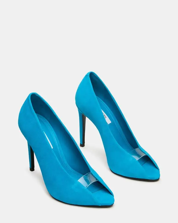 Steve Madden Santino Peep Toe Stiletto Heels - Blue Suede
