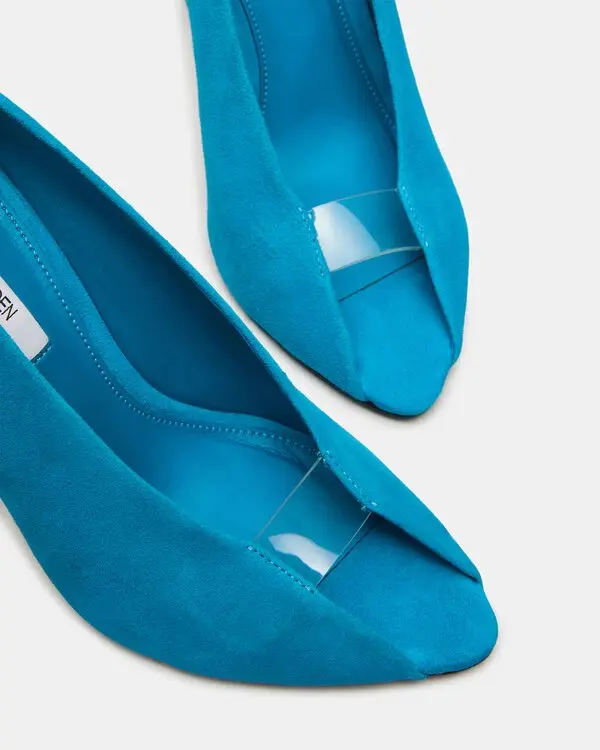 Steve Madden Santino Peep Toe Stiletto Heels - Blue Suede