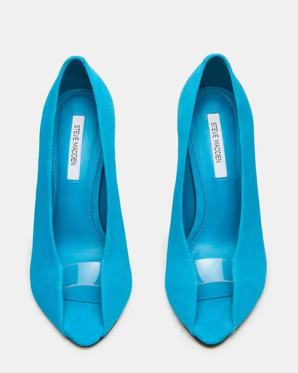 Steve Madden Santino Peep Toe Stiletto Heels - Blue Suede